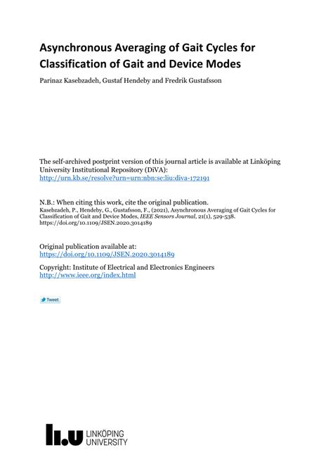 Pdf Asynchronous Averaging Of Gait Cycles For Classification Of Gait And Device Modes