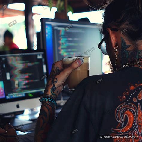 Ai创作图数字游牧民 It女孩 程序员工作室 本土设计师 计算机硬件一个人与他人 写代码的人 数字产生计算机图形 网吧网游手游网络游戏 程序员