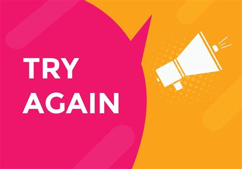 Try Again Text Button Speech Bubble Try Again Colorful Web Banner