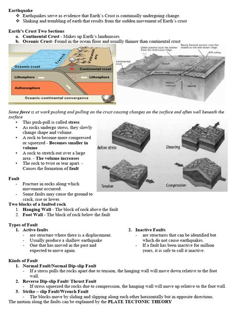 Earthquake Lecture Notes Pdf Fault Geology Earthquakes