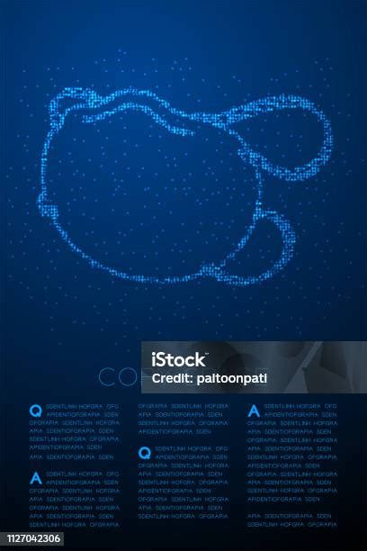 먼지 마크 또는 미 립 자 인공 호흡기 추상적인 기하학적 Bokeh 빛 원형 도트 픽셀 패턴 오염 오후 25 개념 삽화와 블루