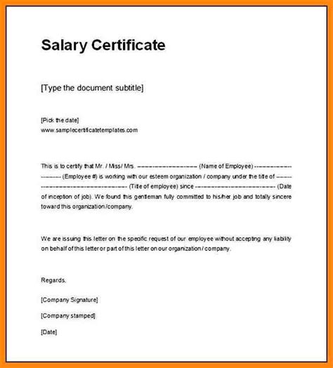 Salary Certificate Form Certificate Format Certificate Templates Salary