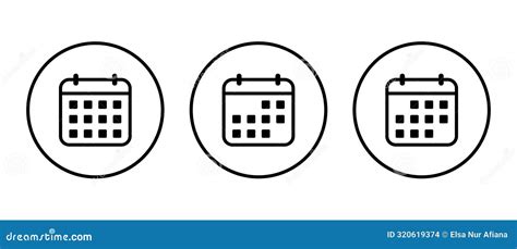 Calendar Icon On Circle Line Date Event Concept Stock Vector