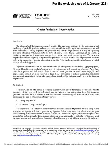 Cluster Analysis For Segmentation Pdf Cluster Analysis Market Segmentation