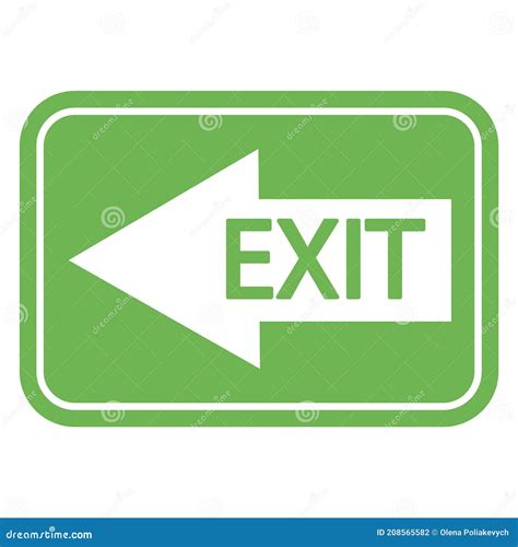 Зеленый знак пожарного выхода Стрелка влево на зеленом фоне Надпись на стрелке Изображение