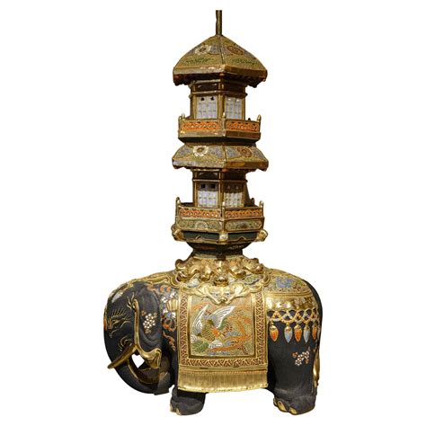 Elephant And Palanquin In A Pagoda Satsuma Porcelain Japan 19th