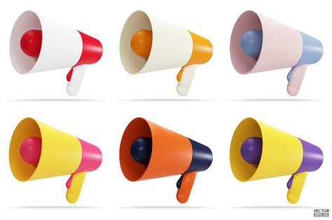 흰색 배경에 격리된 확성기 아이콘 세트입니다 3d 확성기 스피커 확성기 승진을 발표하기 위한 불혼 3d 벡터 삽화 0명에 대한 스톡 벡터 아트 및 기타 이미지 Istock