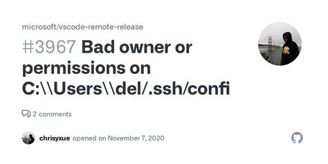 bad owner or permissions on c users del ssh config · issue 3967