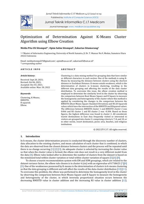 Pdf Optimization Of Determination Against K Means Cluster Algorithm