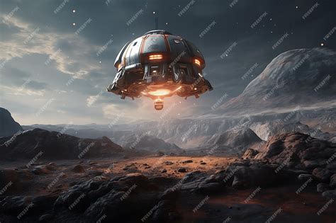 Premium Photo A Spacecraft Landing On A Rocky Exoplanet Created With Artificial Intelligence