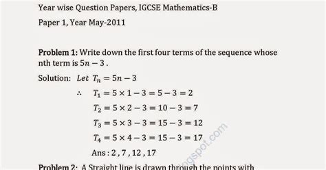 Igcse Mathematics B May 2011 Paper 1 ~ O Level A Level Math Solutions