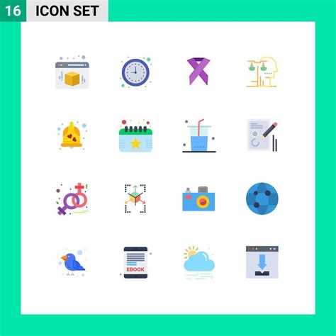 Mobile Interface Flat Color Set Of 16 Pictograms Of Love Law Aids Judgment Court Editable Pack