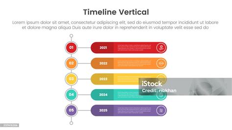 수직 타임라인 이정표 인포그래픽 템플릿 원형 사각형 및 원형 선 연결이 있는 배너 슬라이드 프레젠테이션을 위한 5점 목록 정보 그래프에 대한 스톡 벡터 아트 및 기타 이미지
