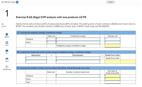 Solved Exercise Algo CVP Analysis With Two Products Chegg