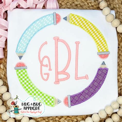 Pencils Circle Zig Zag Stitch Applique Design Hug A Bug Applique