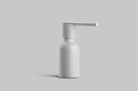 밝은 배경에 흰색 비강 빈 에어로졸 스프레이 공간을 복사합니다 빈 공간입니다 3d 렌더링 건강관리와 의술에 대한 스톡 사진 및