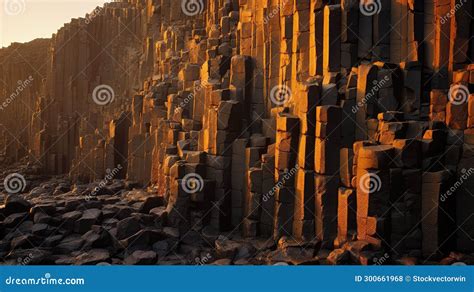 Rock Basalt Columns Landscape Royalty Free Cartoon