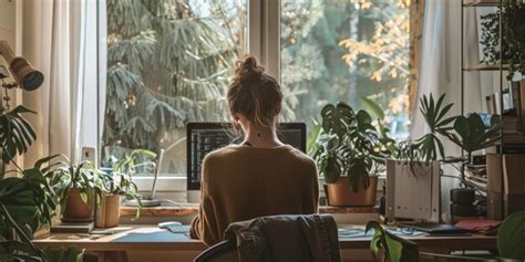 A Remote Worker Is Focused On Tasks Working With A Computer In A Modern