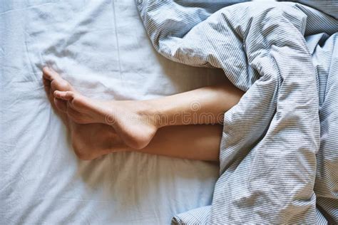 Female Legs In The Bed Under Blanket Stock Image Image Of Lifestyle