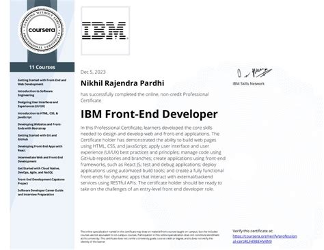 Frontenddevelopment Ibm Coursera Continuouslearning Nikhil Pardhi