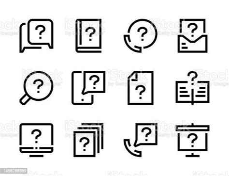 물음표 및 Faq 선 벡터 아이콘입니다 문제 해결 정보 및 가이드 편집 가능한 획 윤곽선 아이콘 세트 물음표에 대한 스톡 벡터