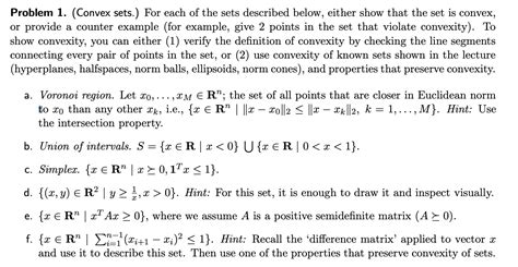 Solved Problem 1 Convex Sets For Each Of The Sets
