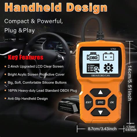 Obdii Scanner Diagnostic Tool Obd2 Eobd Car Code Scanner Check Engine