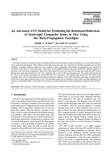 Pdf An Advanced Ann Model For Predicting The Rotational Behaviour Of Semi Rigid Composite