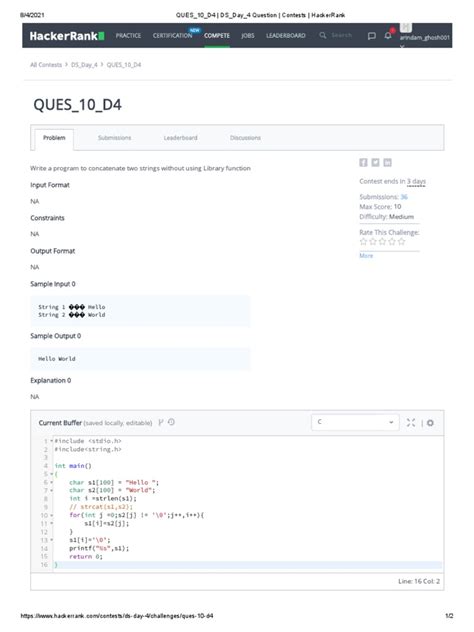 Ques 10 D4 Ds Day 4 Question Contests Hackerrank C Pdf Computer Engineering