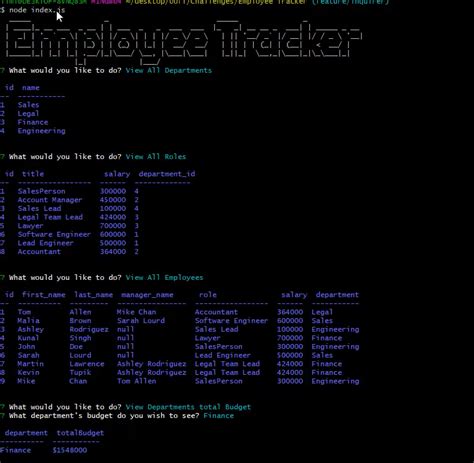 Github For Timiemployee Tracker This Command Line Application Is Used To View And Manage The