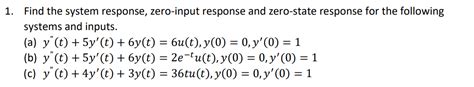 Solved Find The System Response Zero Input Response And Chegg