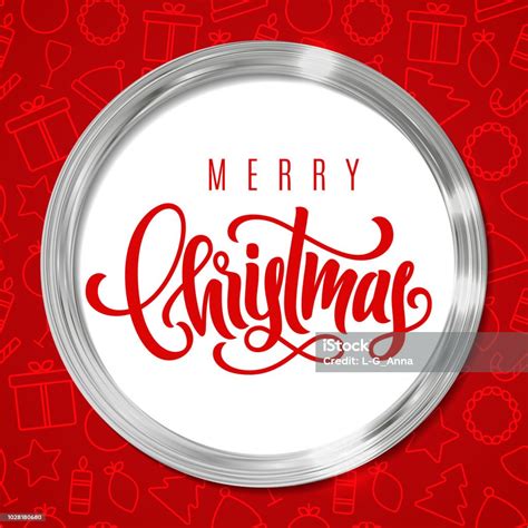 메리 크리스마스 실버 프레임 장식 배경에 글자 손으로 휴일 선물 카드 배너 포스터 초대장 서식 파일 계절에 대한 스톡 벡터 아트 및 기타 이미지 Istock