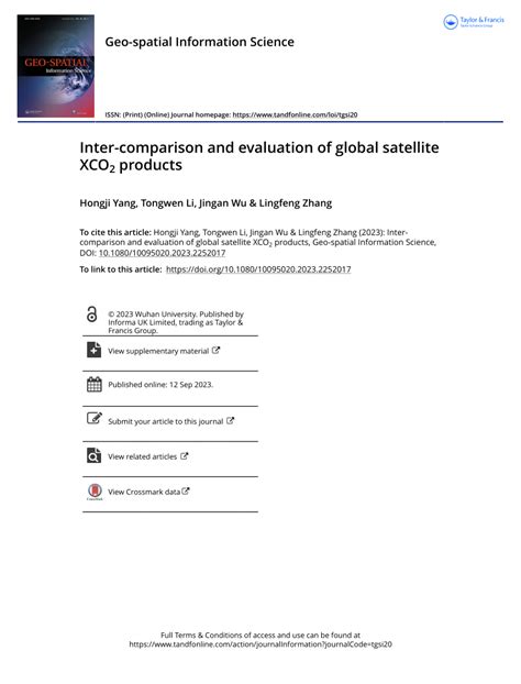 Pdf Inter Comparison And Evaluation Of Global Satellite Xco 2 Products