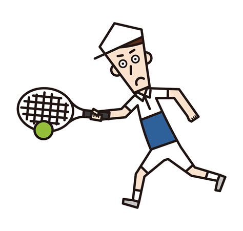 테니스 선수 남성가 공을 뒤로 치는 일러스트 무료 일러스트 소재집 Kukukeke