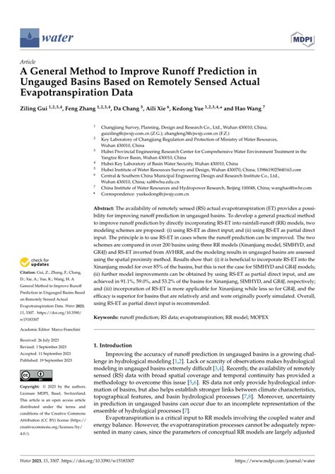 Pdf A General Method To Improve Runoff Prediction In Ungauged Basins Based On Remotely Sensed