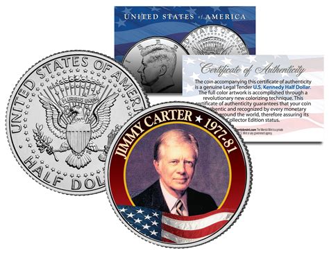 Jimmy Carter President 1977 1981 Jfk Kennedy Half Dollar Colorized
