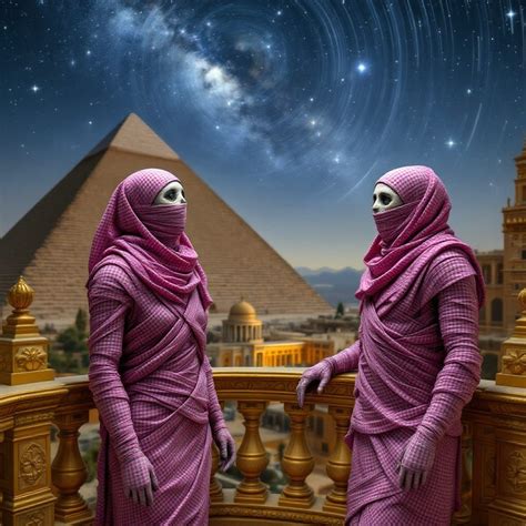 Hyper Realistic Two Very Detailed Egyptian Mummies Wrapped In Pink Gingham Bandages Mummies