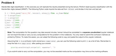 Solved Problem Handwritten Digit Classification In This Chegg