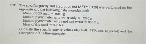 Solved The Specific Gravity And Absorption Test ASTM Chegg