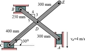 If The Slider Block A Is Moving Downwards At VA 4 M S Determine The Velocity Of Point E At The