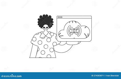 Man Grasping Iot Symbol Vector Line Art Form Stock Vector Illustration Of Technology Future