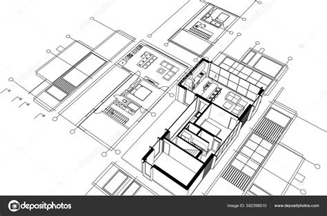 Building Blueprints Architectural Sketch Illustration Stock Vector By ©sadesign 582398510