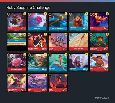 Ruby Sapphire Challenge Lorcana Deck Disney Lorcana