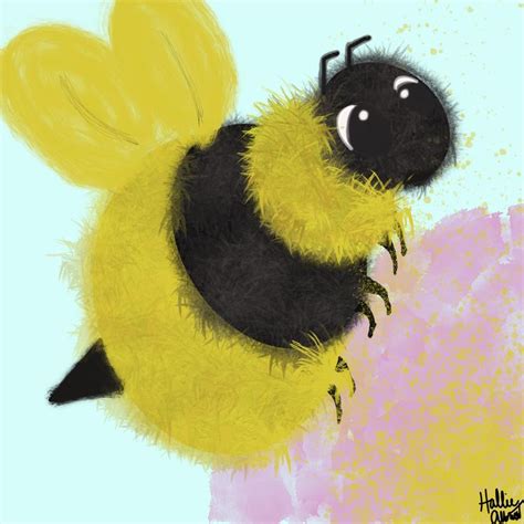 Fuzzy Bee A Vibrant Procreate Drawing