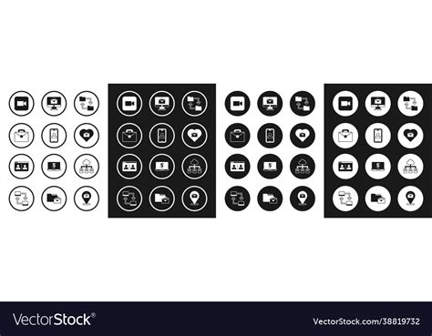 Set Cloud Storage Document Folder Video Chat Vector Image