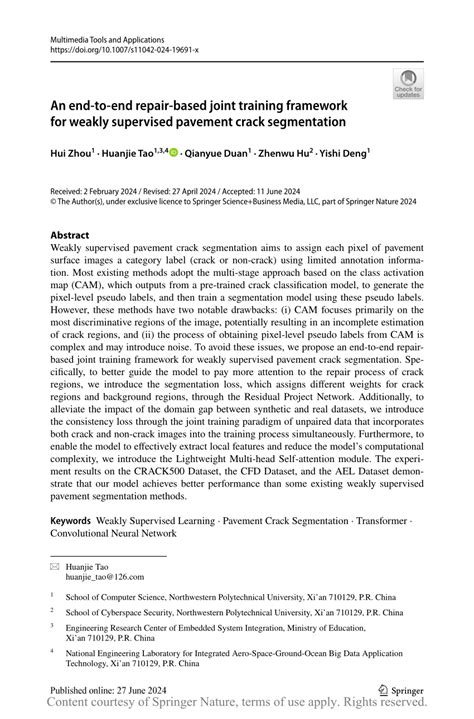An End To End Repair Based Joint Training Framework For Weakly Supervised Pavement Crack