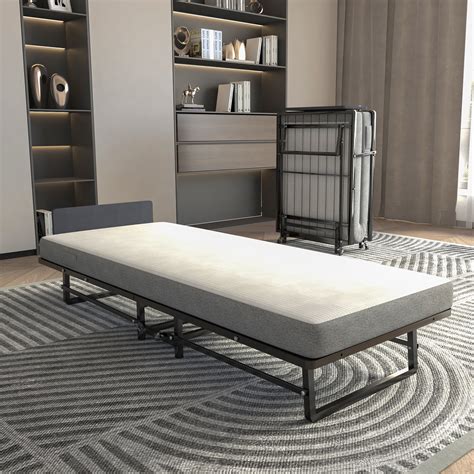 Imkhk 75x30 Folding Bed With Mattress Portable Roll Away Adult Bed On