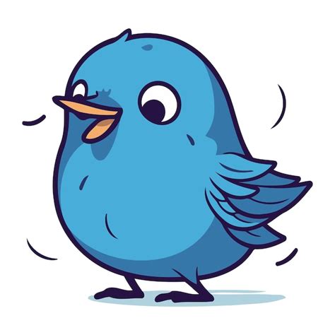 바탕에 고립된 귀여운 만화 파란 새 ⁇ 터 일러스트레이션 프리미엄 Ai 생성 벡터