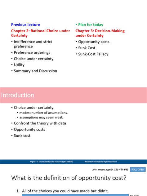 30 Chapter 3 Decision Making Under Certainty Lecture 3 Cost