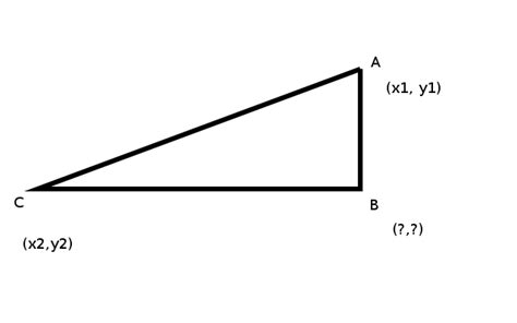trigonometry determine the third point in right triangle only knowing